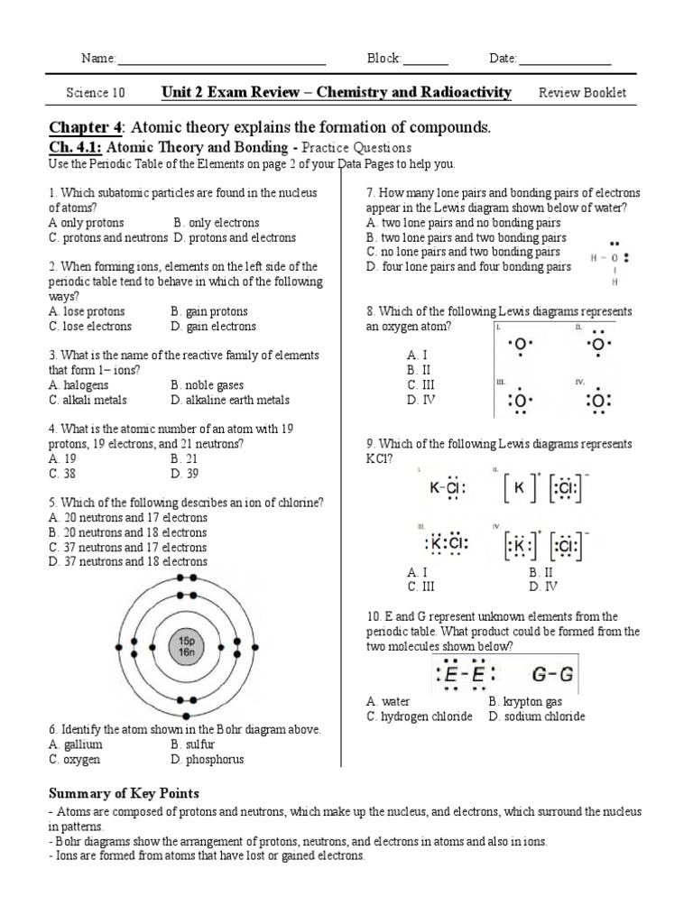 Chemistry Unit 2 Exam Review Guide | PDF | Chemical Bond | Ion