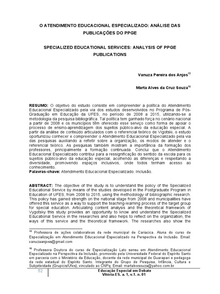 Modelo de Paper Uniasselvi | PDF | Educação Especial | Inclusão (Educação)
