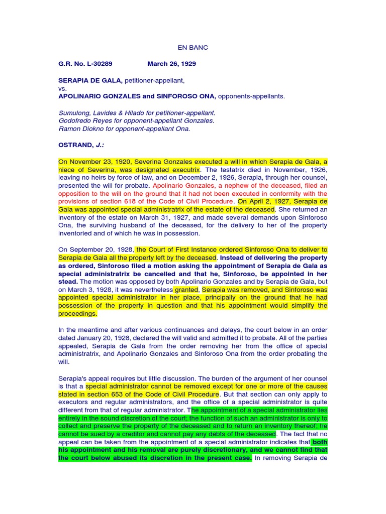 De Gala Vs Gonzales L-30289 | PDF | Will And Testament | Probate