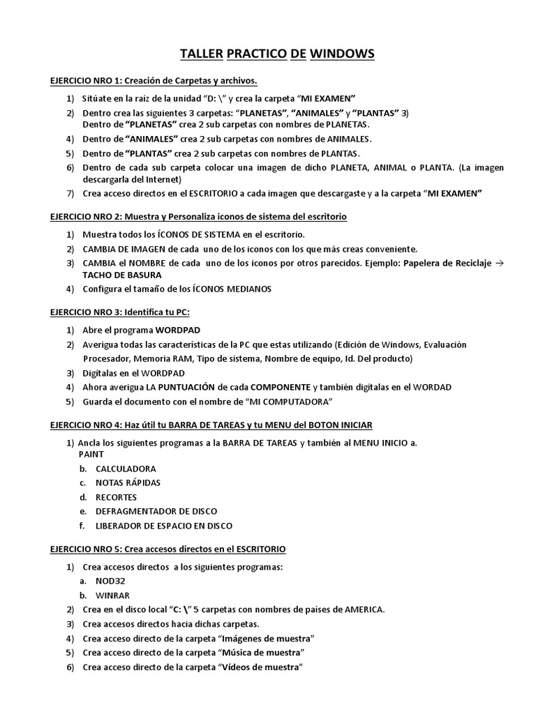 Windows 7 Examen Practico | PDF | Tecnología digital | Informática
