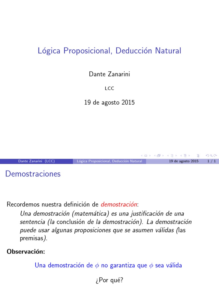 Deducción Natural en Lógica Proposicional | PDF | Proposición | Prueba ...