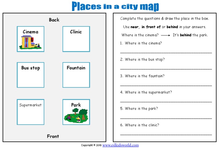 Places in A City Map Worksheet | PDF | Business
