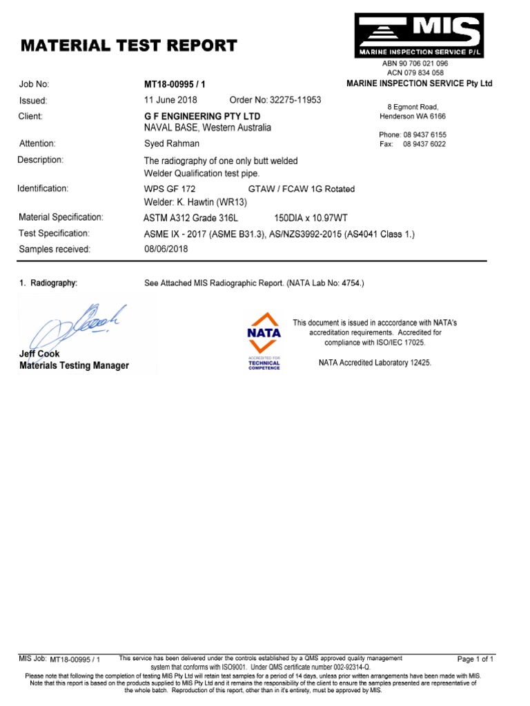 Welder qualification report | Welding | Applied And Interdisciplinary ...
