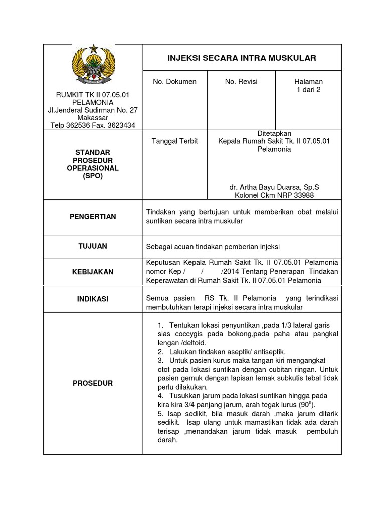 Sop Injeksi Intramuskular | PDF