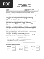 PRUEBA DE MATEMÁTICAS 4° Multiplicación | PDF | Multiplicación