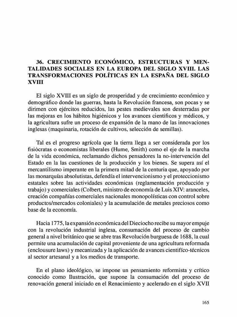 Tema 36 Crecimiento Económico, Estructuras y Mentalidades Sociales en La Europa Del Siglo XVIII ...
