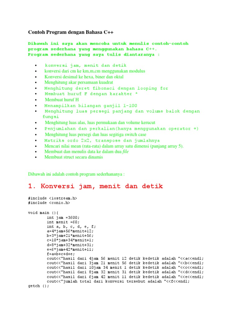 Contoh Program Dengan Bahasa C | PDF