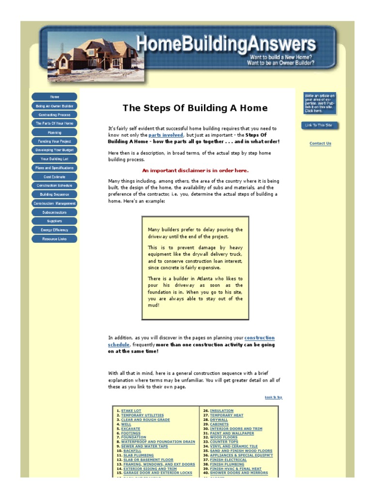 Home The Steps of Building A Home | PDF | Basement | Hvac