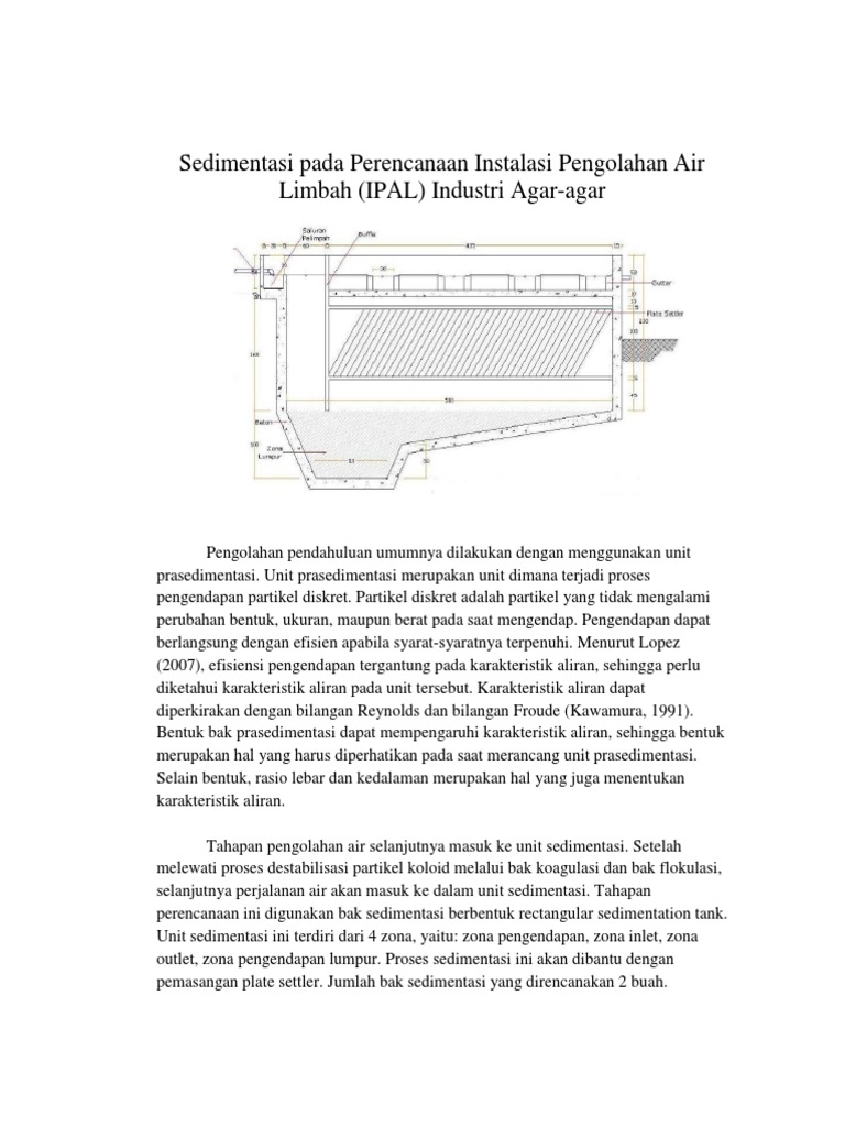 Sedimentasi Pada Perencanaan Instalasi Pengolahan Air Limbah | PDF