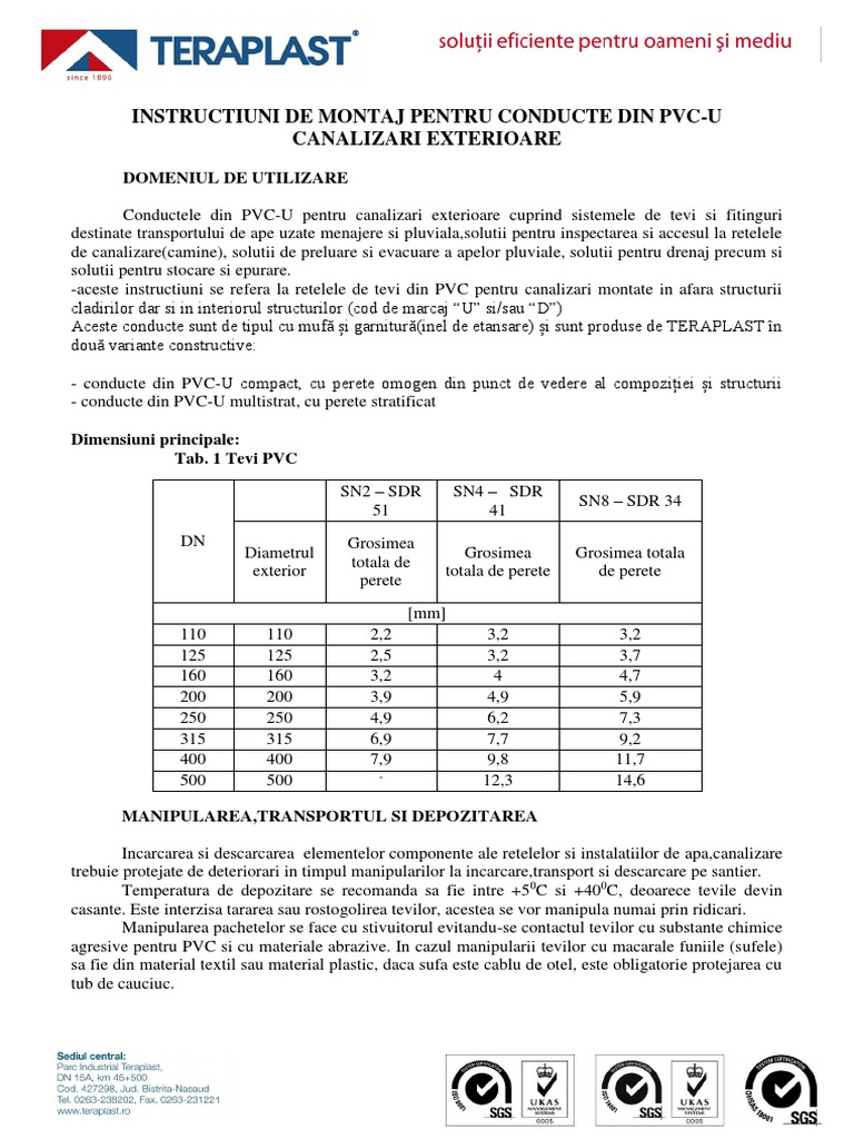 Instructiuni de Montaj Pentru Conducte Din Pvc-U PDF | PDF