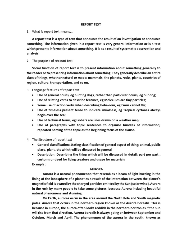 What Is Report Text Means | PDF | Aurora | Atmosphere Of Earth