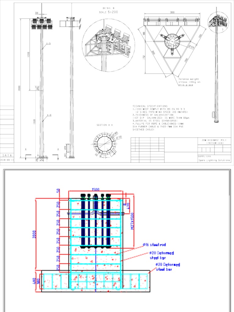 20m Triangle High Mast With Foundation | PDF | Manufactured Goods | Nature