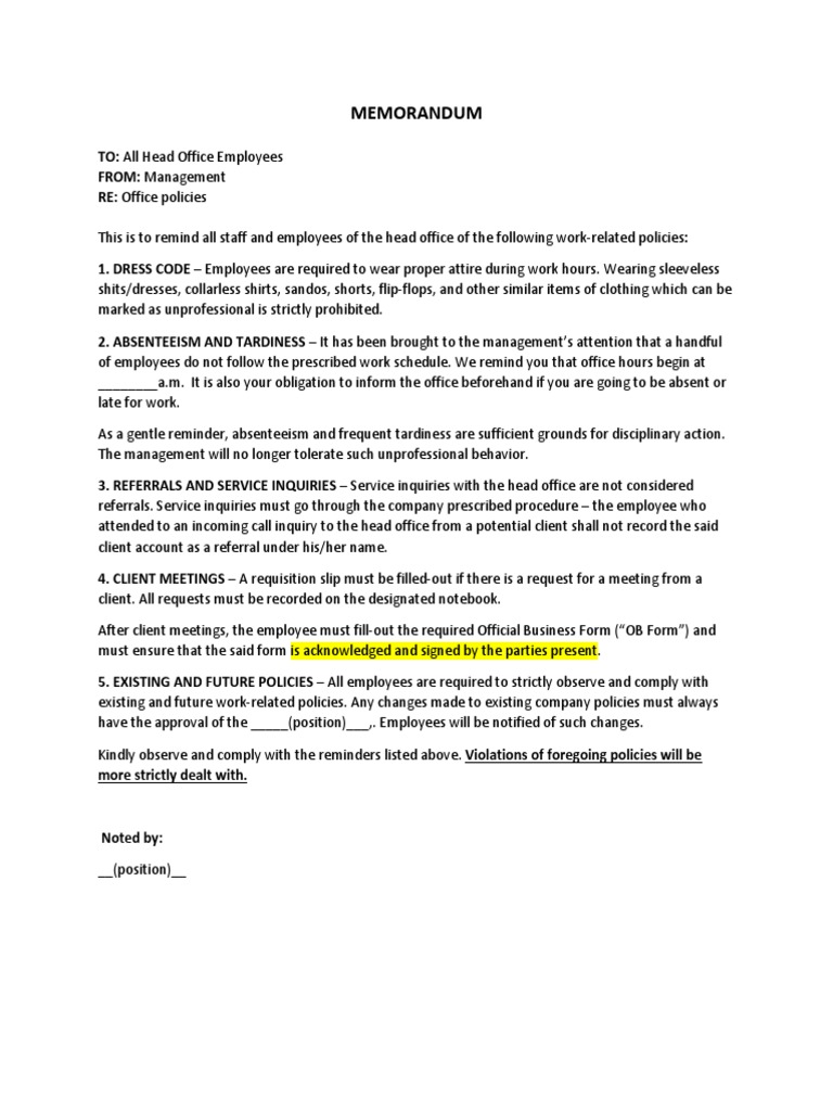 Dress Code and Attendance Reminder | PDF