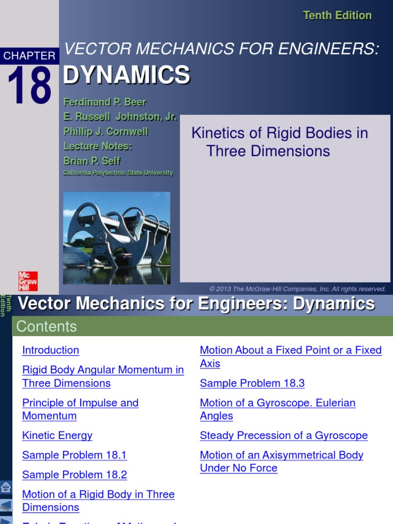 Dynamics: Vector Mechanics For Engineers | PDF | Rotation Around A Fixed Axis | Angular Momentum