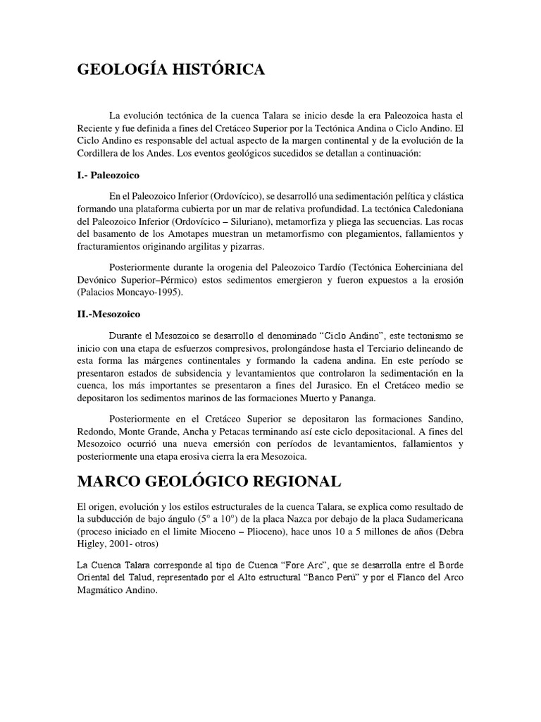 Evolución Geológica de la Cuenca Talara | PDF | Andes | Cretáceo