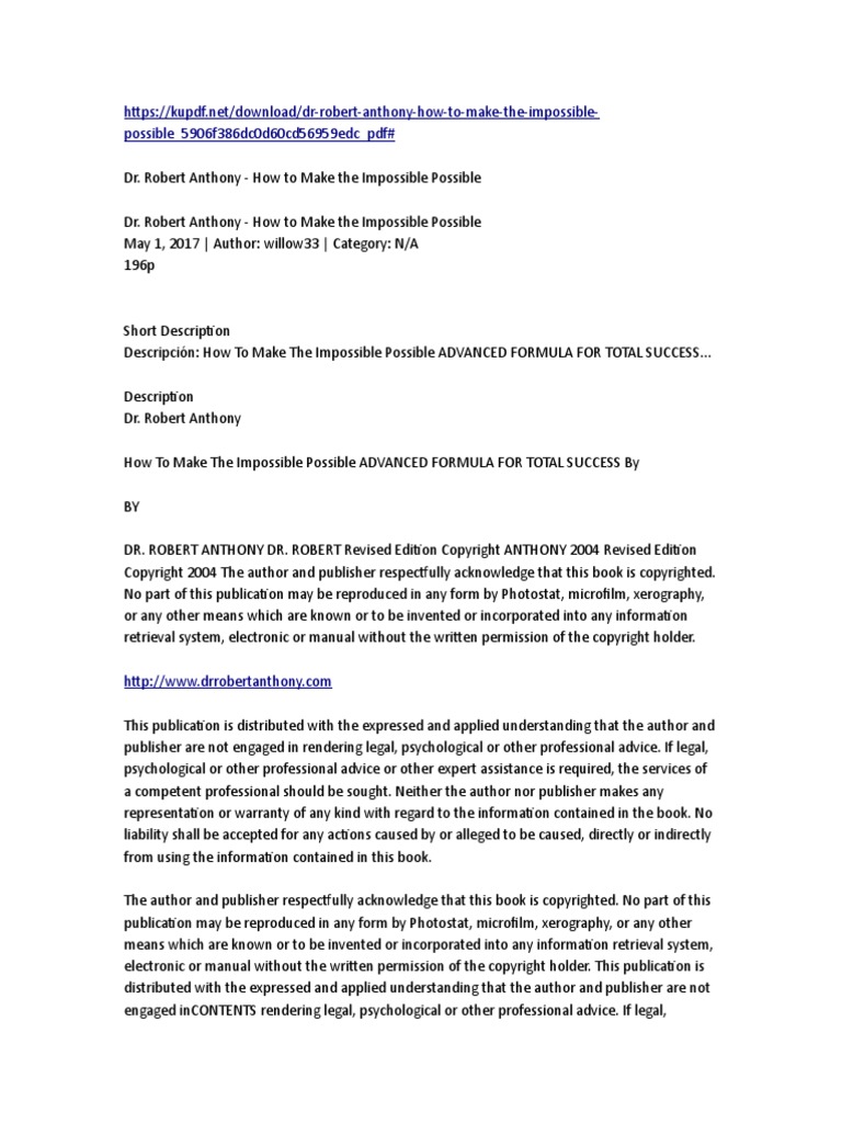 Dr. Robert ANTHONY - How To Make... ! | PDF | Mind | Thought