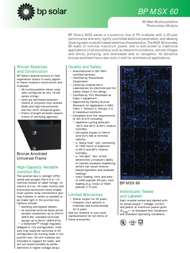 Data Sheet | PDF | Photovoltaics | Solar Panel
