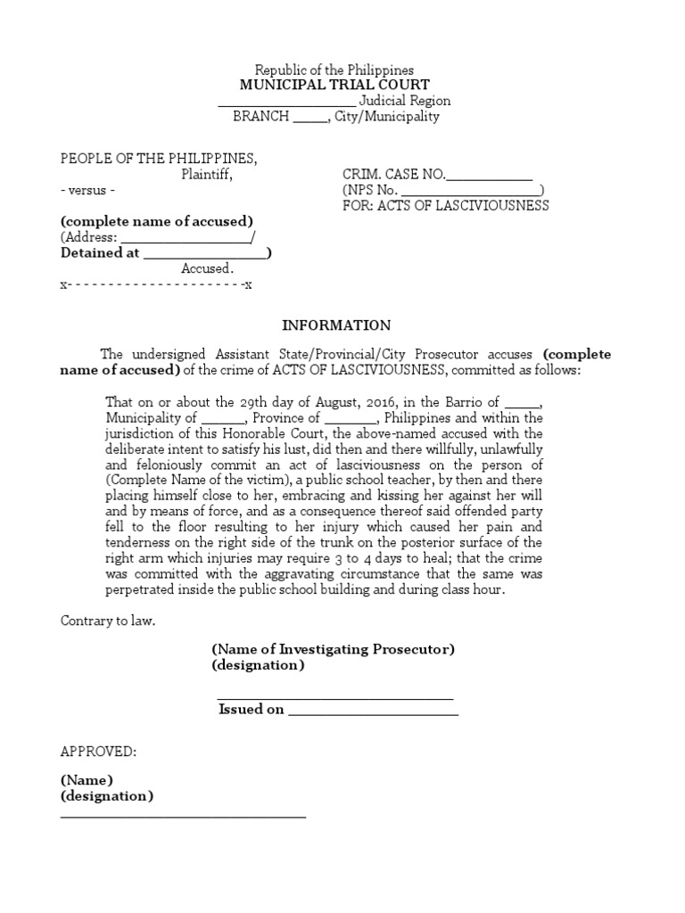 6.2 Template - Information | PDF | Prosecutor | Justice