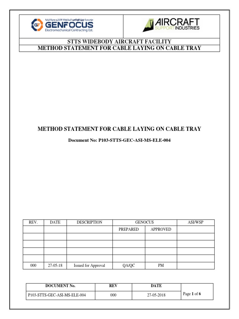 p103-Stts-gec-Asi-ms-ele-004 - Method Statement For Cable Laying On ...