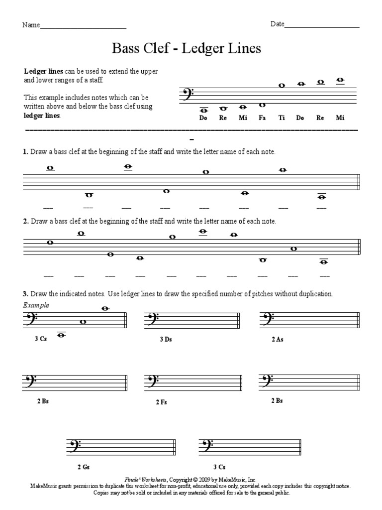 0006 Bass Clef Ledger Lines PDF | PDF