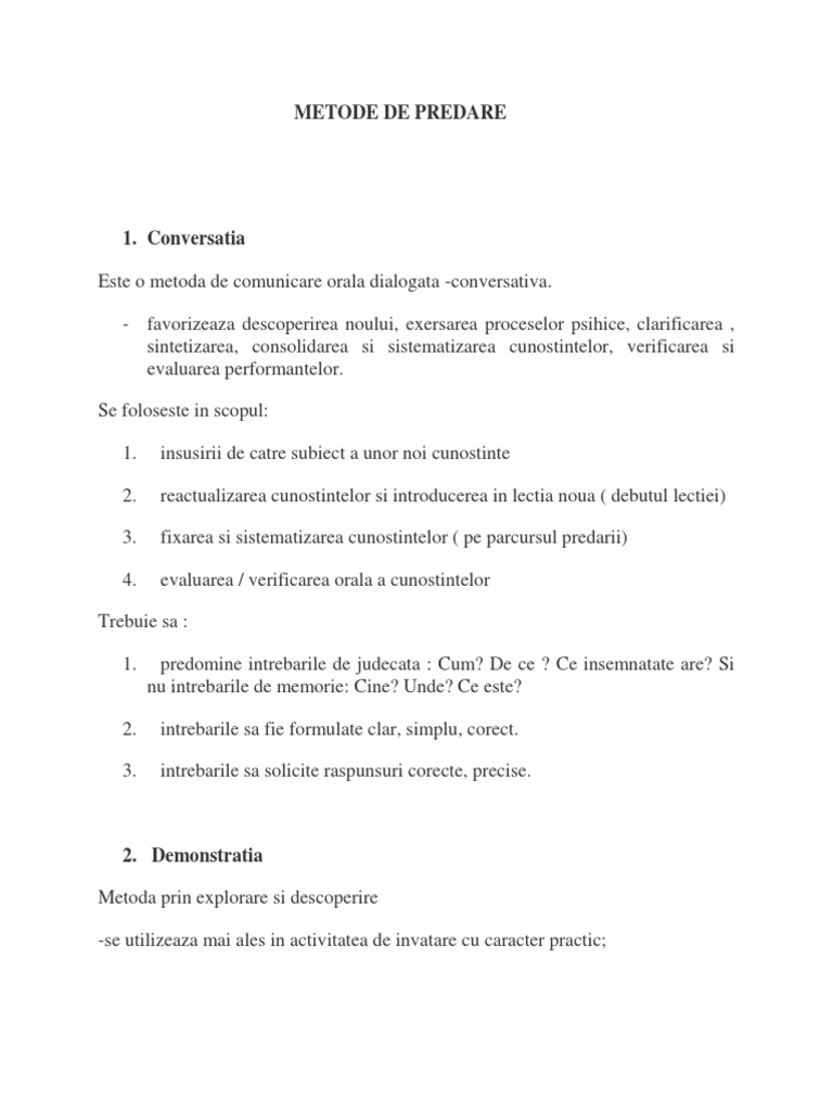 Metode de Predare | PDF