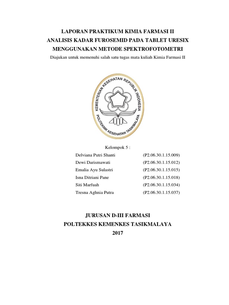 Analisis Kadar Furosemida Tablet Uresix | PDF