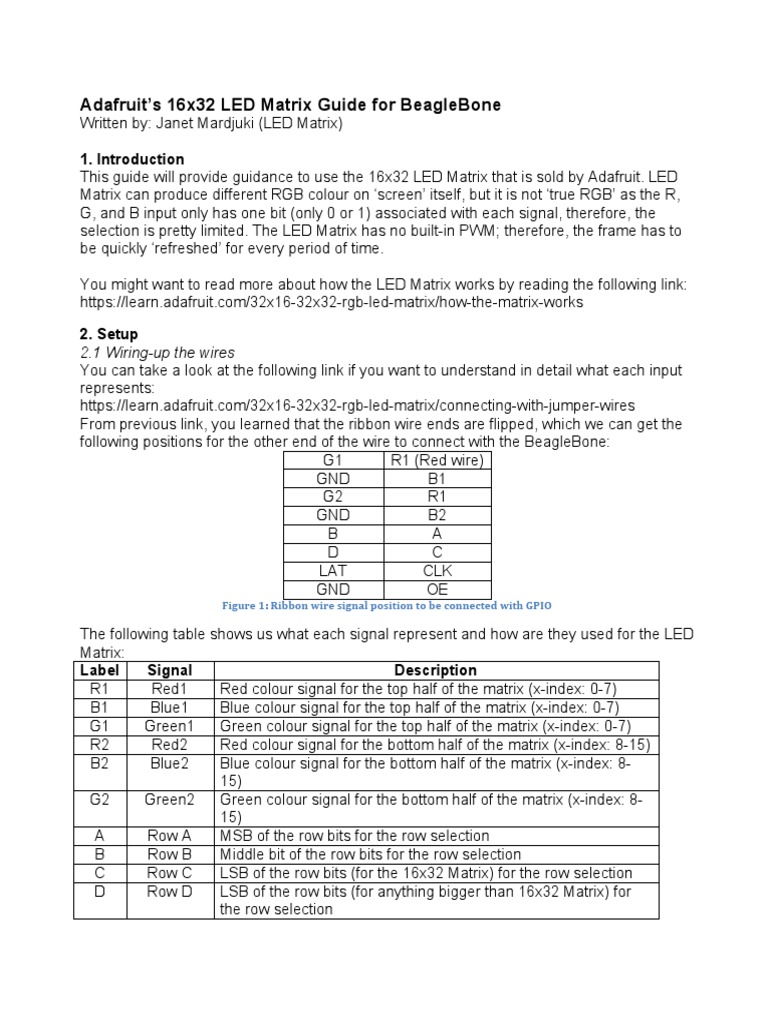 Adafruit 16 X 32 LEDMatrix Guide For BBB | PDF | C (Programming ...