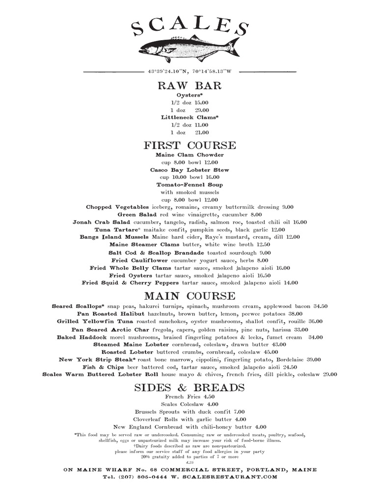 Scales Large Party Menu April 25 2018 | PDF | Coleslaw | Dill