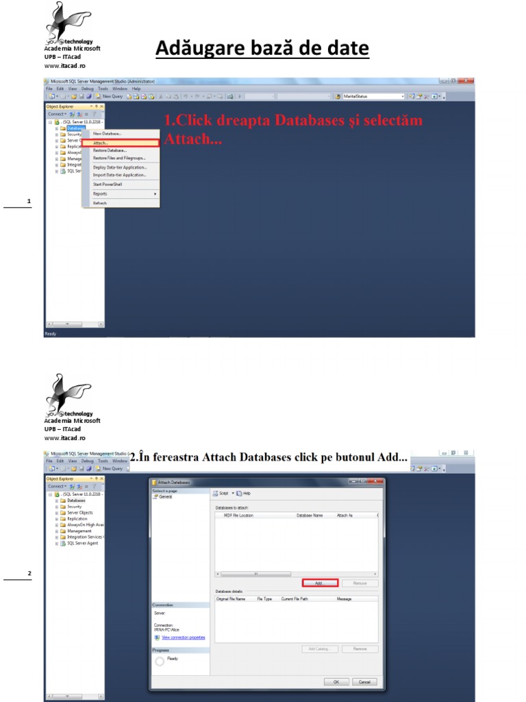 Adăugare Bază de Date: Academia Microsoft Upb - Itacad WWW - Itacad | PDF | Art | Computers