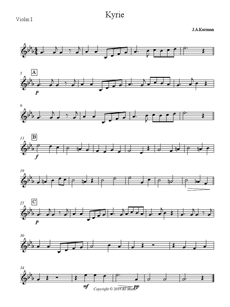 Kyrie - Korman (Violin I) | PDF