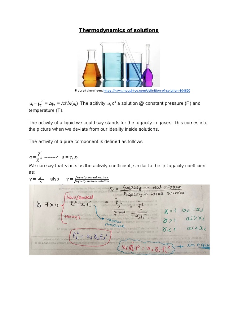 Thermodynamics of Solutions | PDF