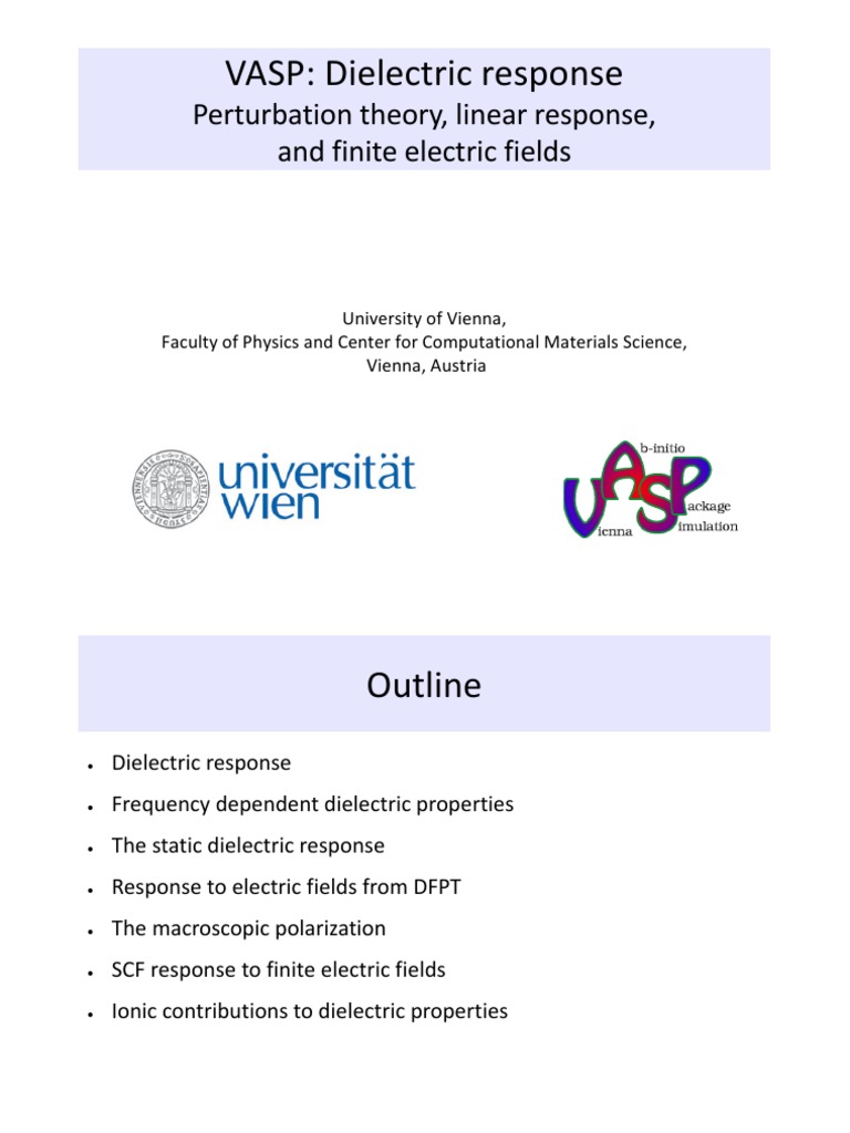 VASP Lecture Dielectric | PDF | Permittivity | Dielectric