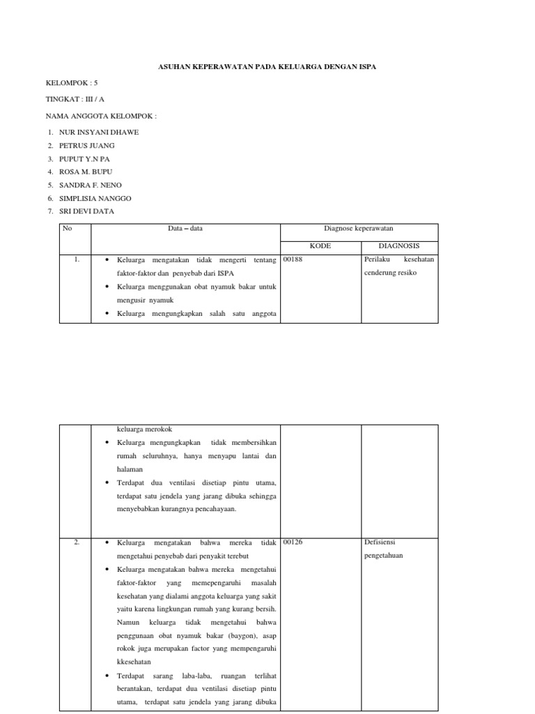 Asuhan Keperawatan Pada Keluarga Dengan Ispa Dengan Pendekatan Nanda ...