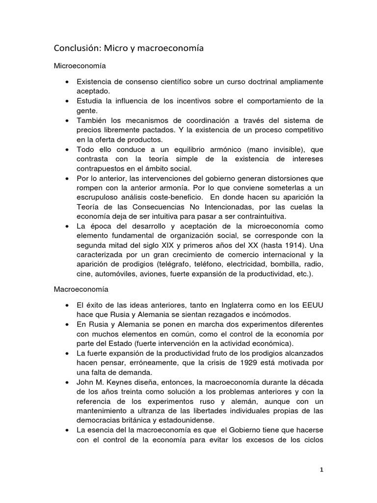 Conclusión. Micro y Macro PDF | PDF | La política fiscal | Macroeconómica