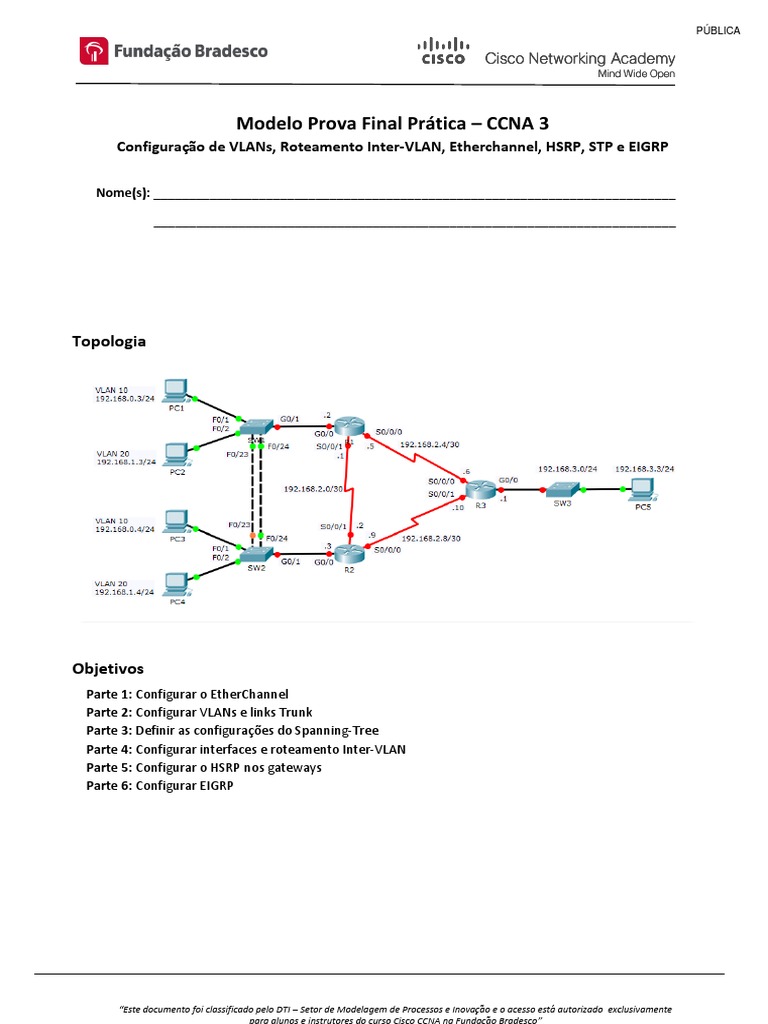 Modelo Prova Final Prática - CCNA 3 | PDF | Roteador (informática ...