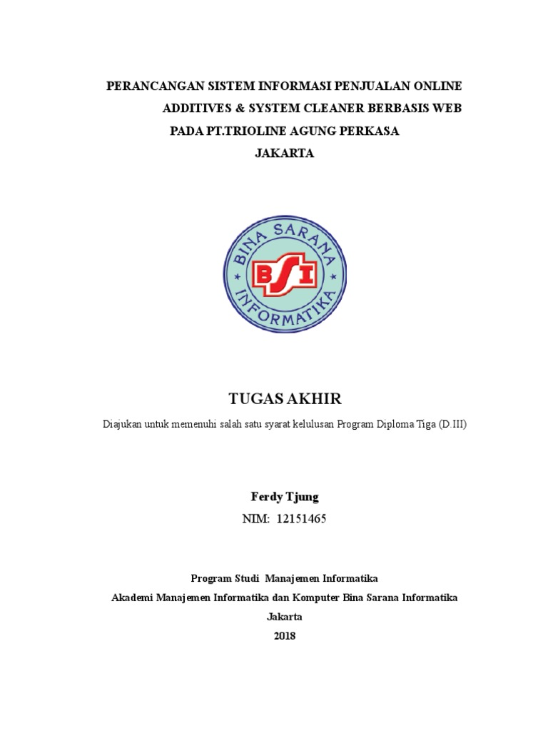 Template Judul Bagian Depan TA BSI | PDF