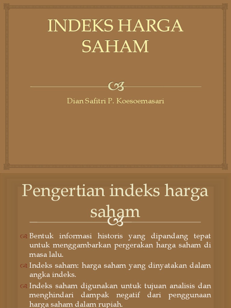 Pengertian dan Jenis Indeks Saham | PDF