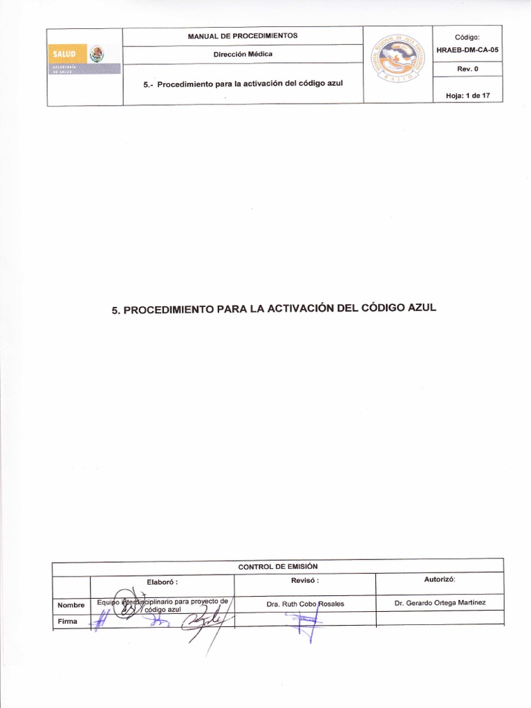 Procedimiento de Codigo Azul | PDF | Paro cardíaco | Reanimación ...