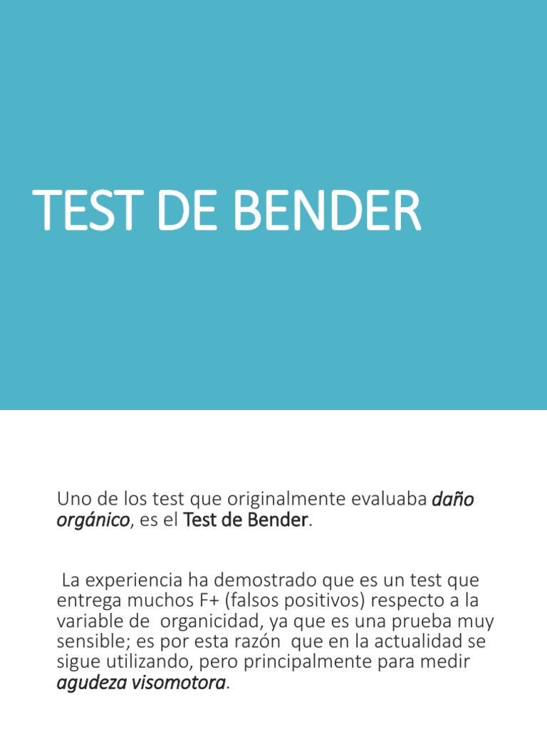 Uso y Procedimiento del Test de Bender | PDF