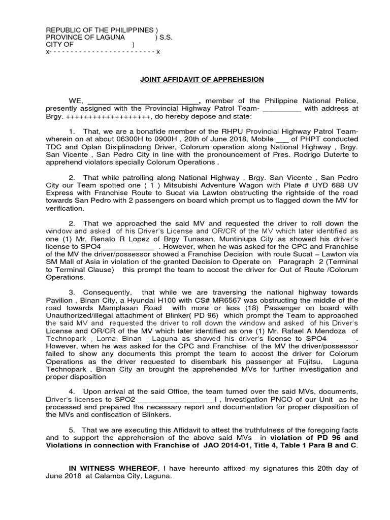 Affidavit of Apprehension | PDF | Common Law | Government