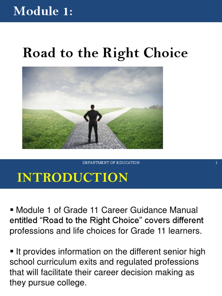 Grade 11 Career Guide Module 1: Road to Choosing Your Path | PDF ...