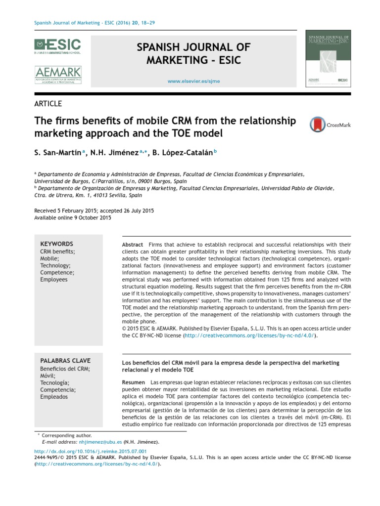 Spanish Journal of Marketing - Esic | PDF | Customer Relationship ...
