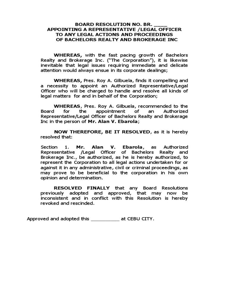 Board Resolution | PDF