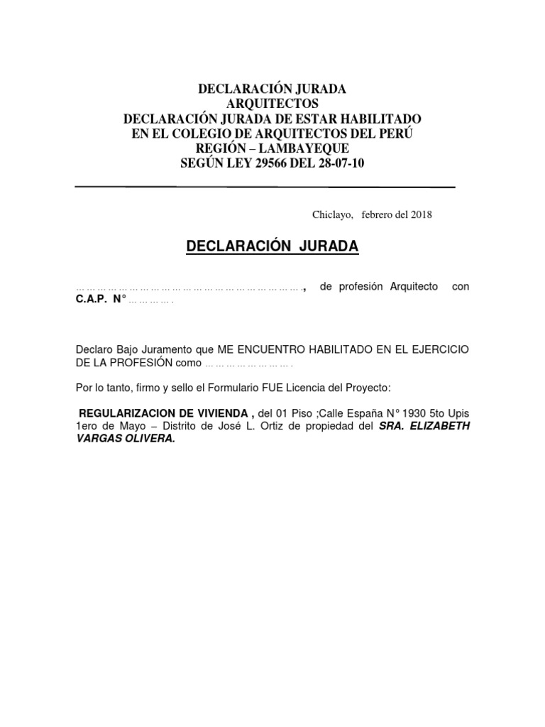 Declaracion Jurada | PDF