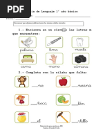 Prueba de Lenguaje Primero Letras L M P Primero Basico | PDF