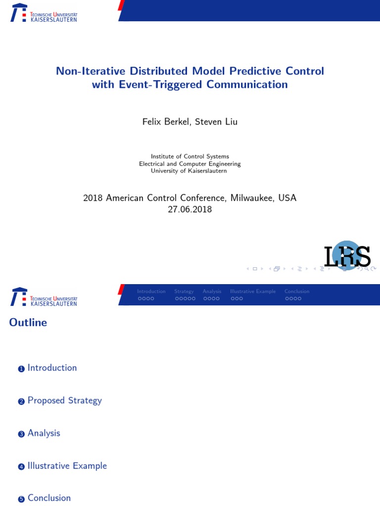 Non-Iterative Distributed Model Predictive Control With Event-Triggered Communication | PDF ...
