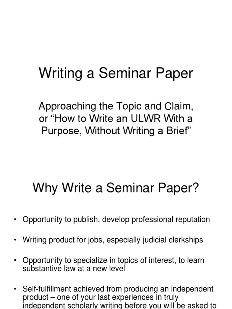 Writing A Seminar Paper | PDF | Treaty | Social Institutions