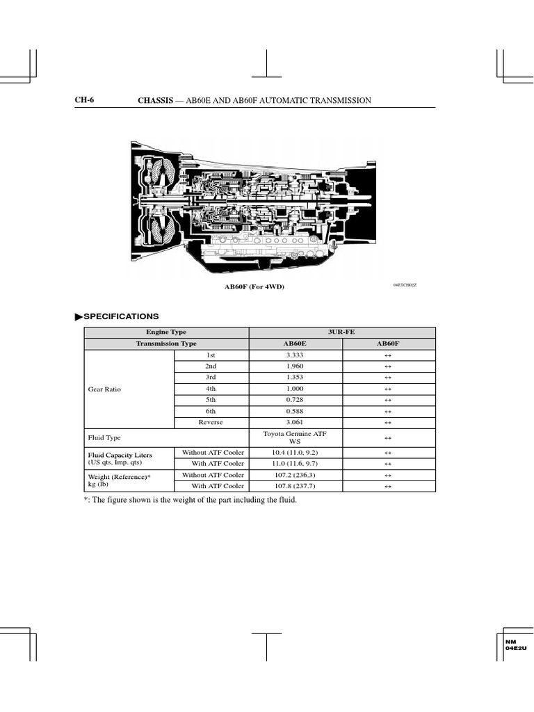 Toyota Ab60e and Ab60f Automatic Transmission | PDF | Automatic ...