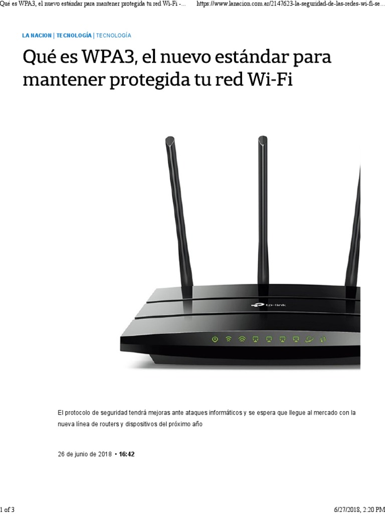 La Nacion - Que Es WPA3 | PDF | Wifi | Contraseña