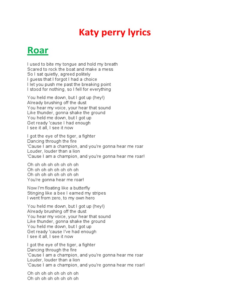 Roar Lyrics | PDF